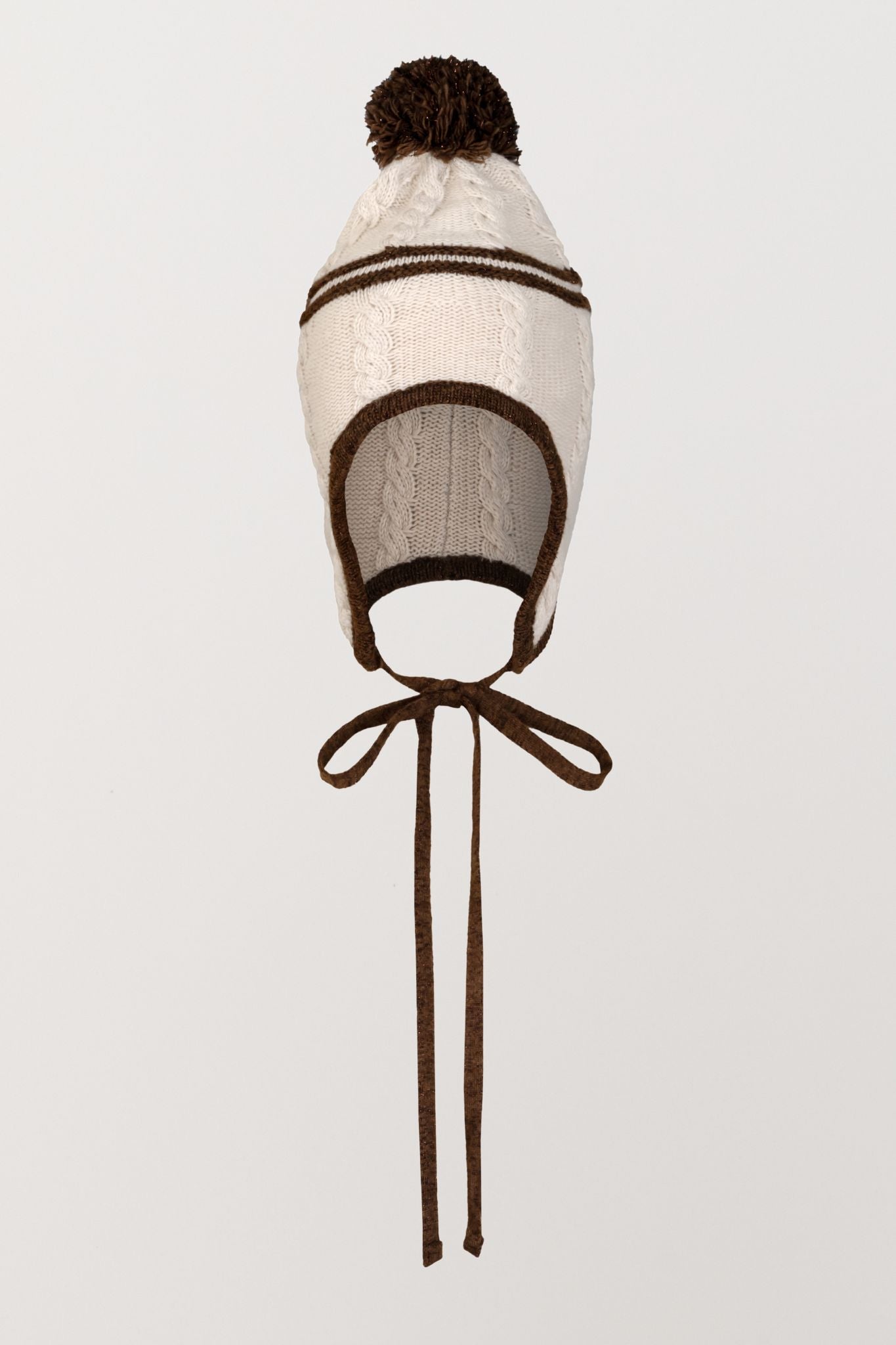 Elsa Cable Beanie - Ecru/Cabin Brown – ASTA RESORT